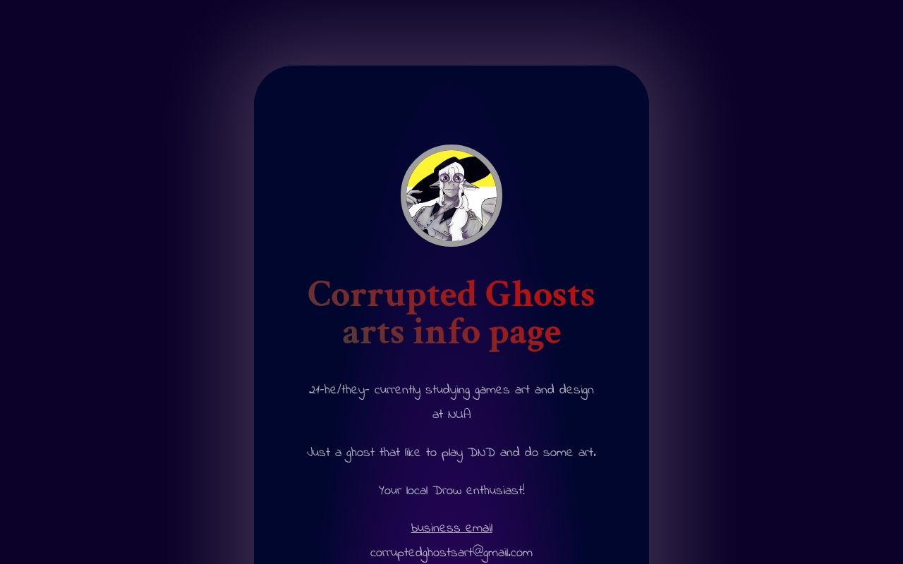 info page for socials